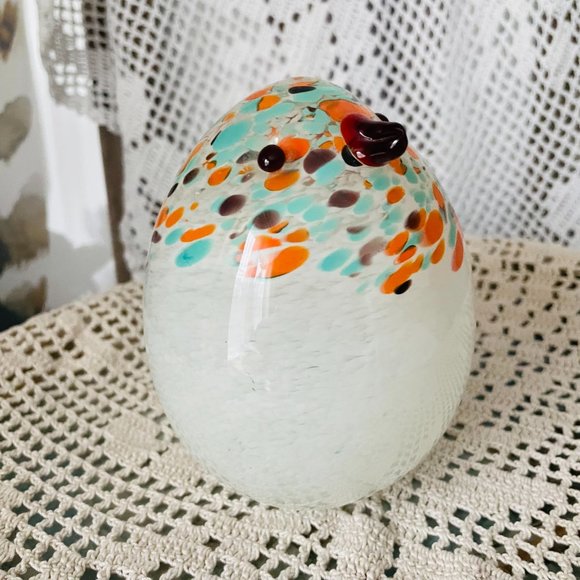 Decor | Art | Art Glass Handblown Speckled White Chicken Figurine Large ...